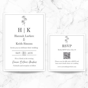 Editable Wedding Invitation and RSVP Card Template, Simple and Modern ...
