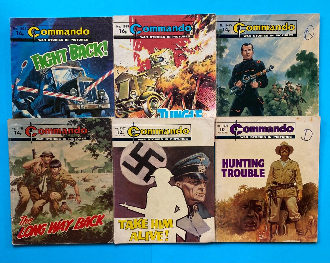 6 Vintage Commando Comics - Comic WW2 Gift or War Comic Retro Lovers ...