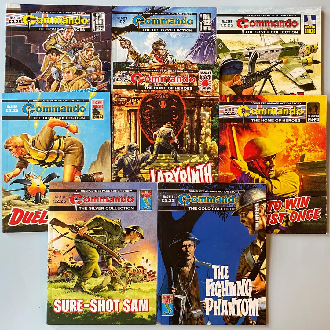 8 Vintage War Commando Comics - Comic WW2 Gift or War Comic Retro ...