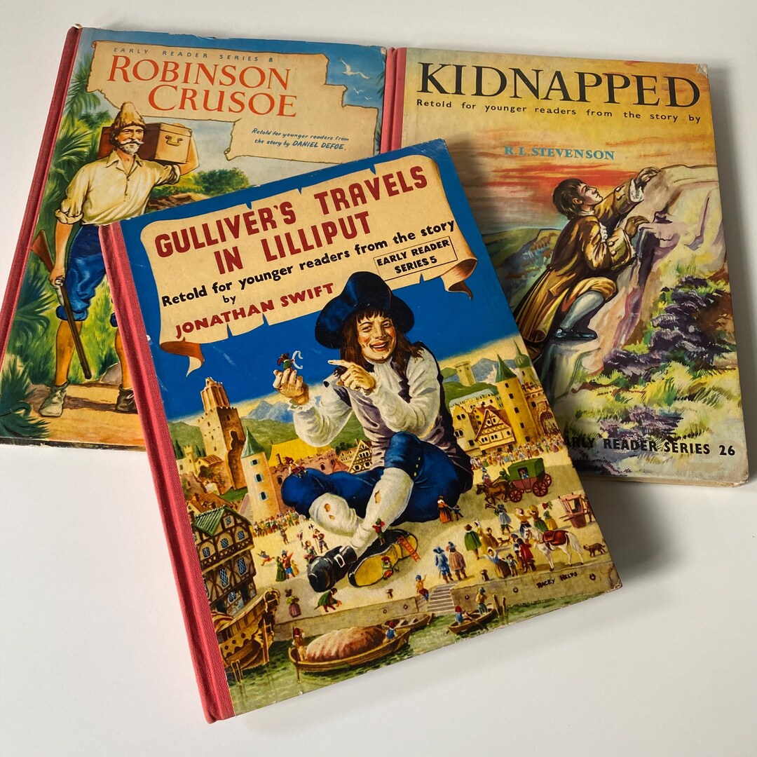 Vintage Illustrated Children's Books: Kidnapped, Robinson Crusoe ...
