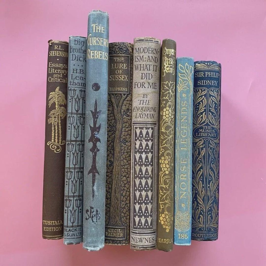 10 Vintage Book Set Ornate Antique Book Collection: Decorative Shelf ...