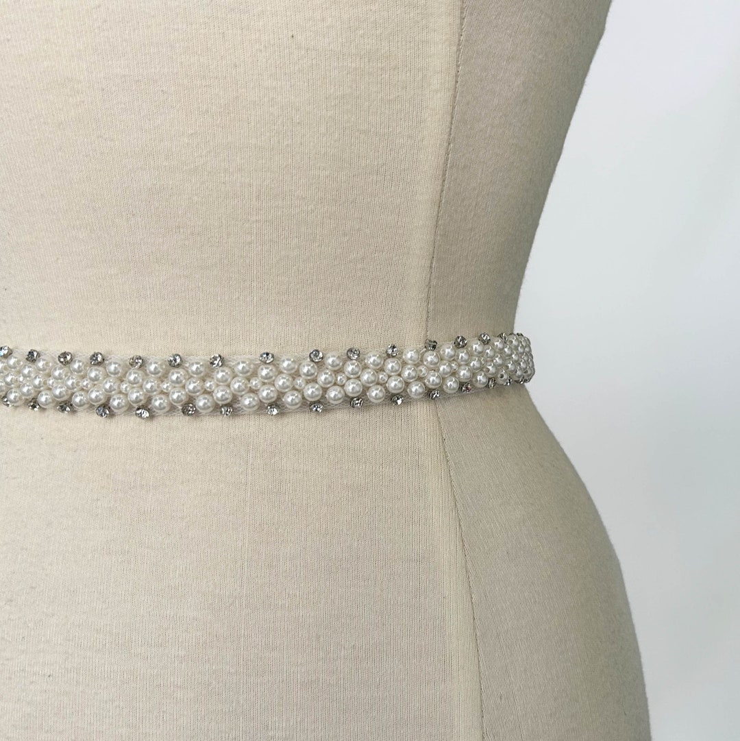 Pearl and Diamante Crystal Trim Belt, Bridal Accessories, Wedding Dress ...