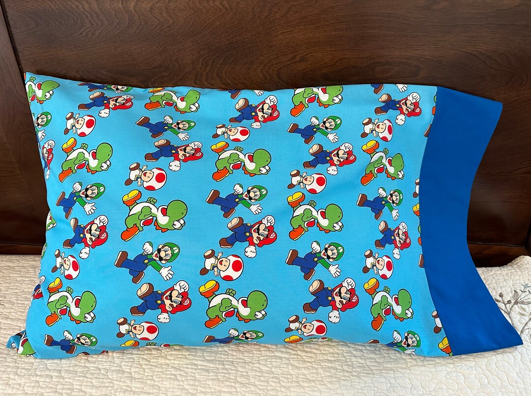 Nintendo SUPER MARIO PILLOWCASE 100% Cotton Standard 20 X 30 Won't Fray ...