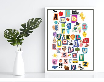 Alphabet Poster Printable ABC Sign Montessori Education | Etsy