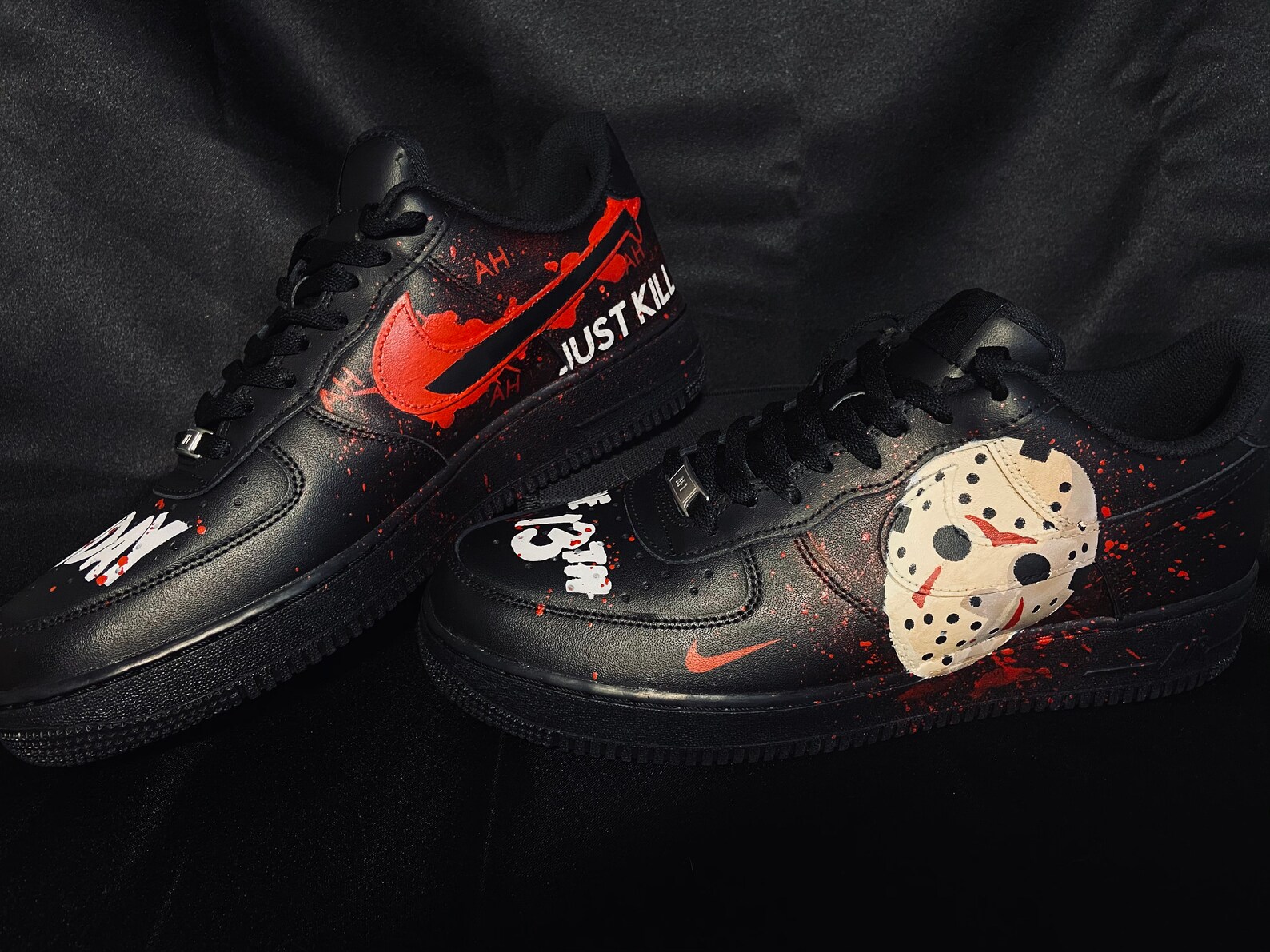 Jason Friday the 13th Custom Air Force 1s Custom Black Air | Etsy