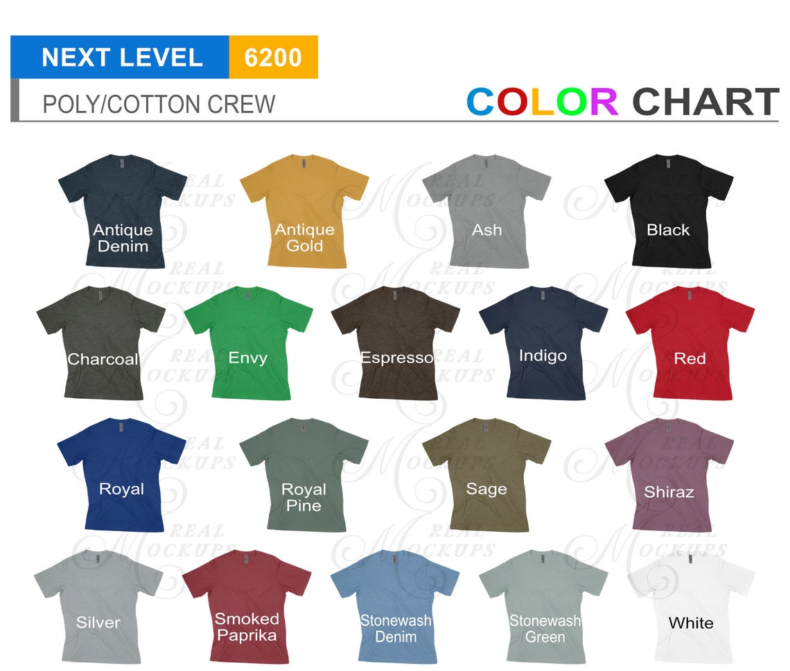 Next Level 6200 Color Chart | All Next Level Colors | Best Color Chart ...