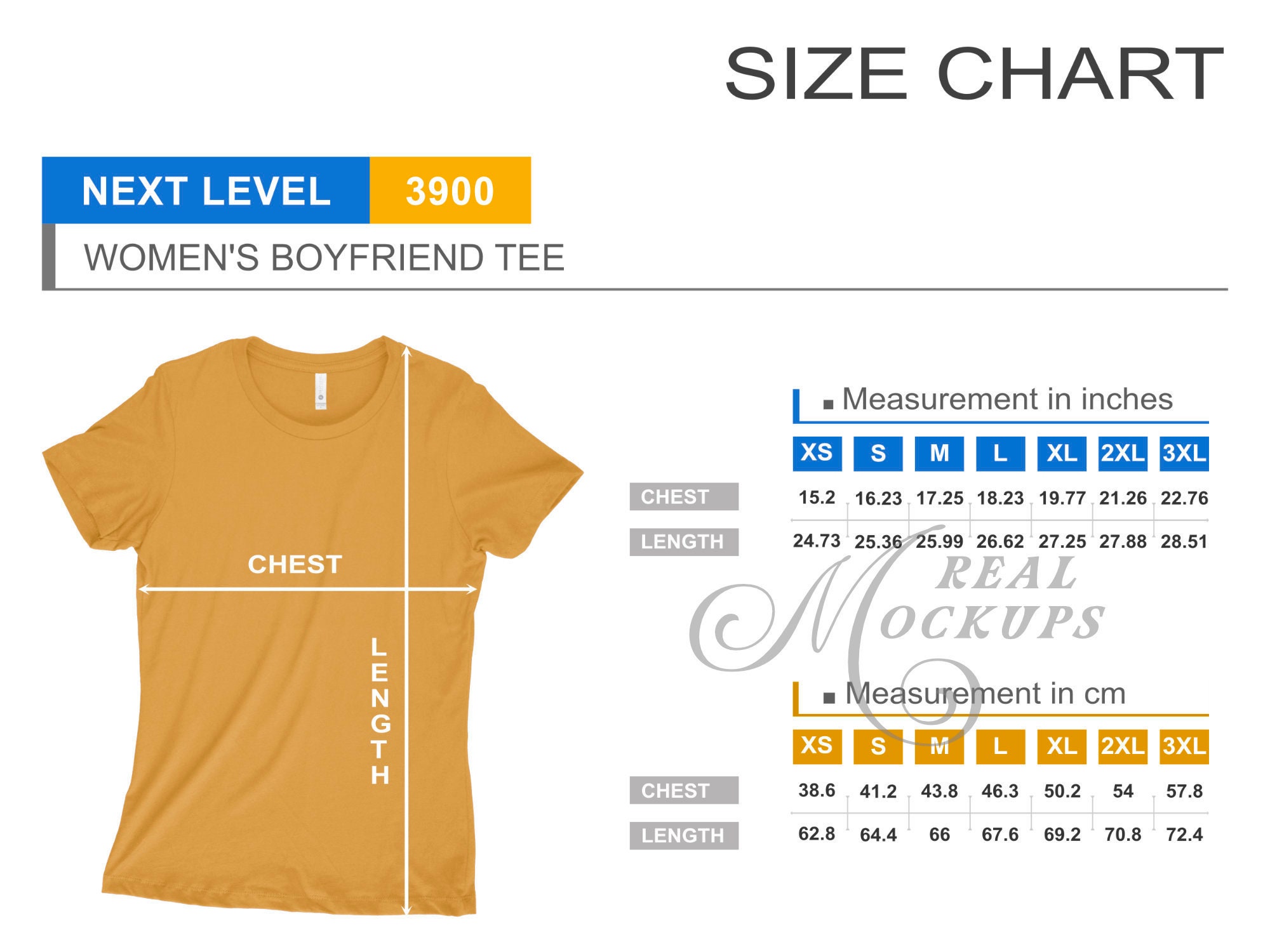 Next Level 3900 Women’s Boyfriend Crew Size Chart - Next Level Size ...