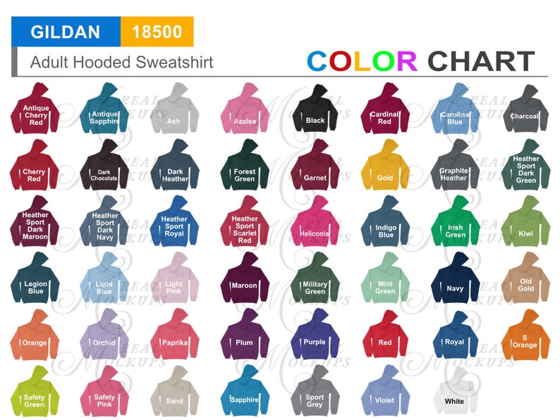 Gildan 18500 Color Chart | ALL Colors | Best Color Chart | JPG and PNG ...