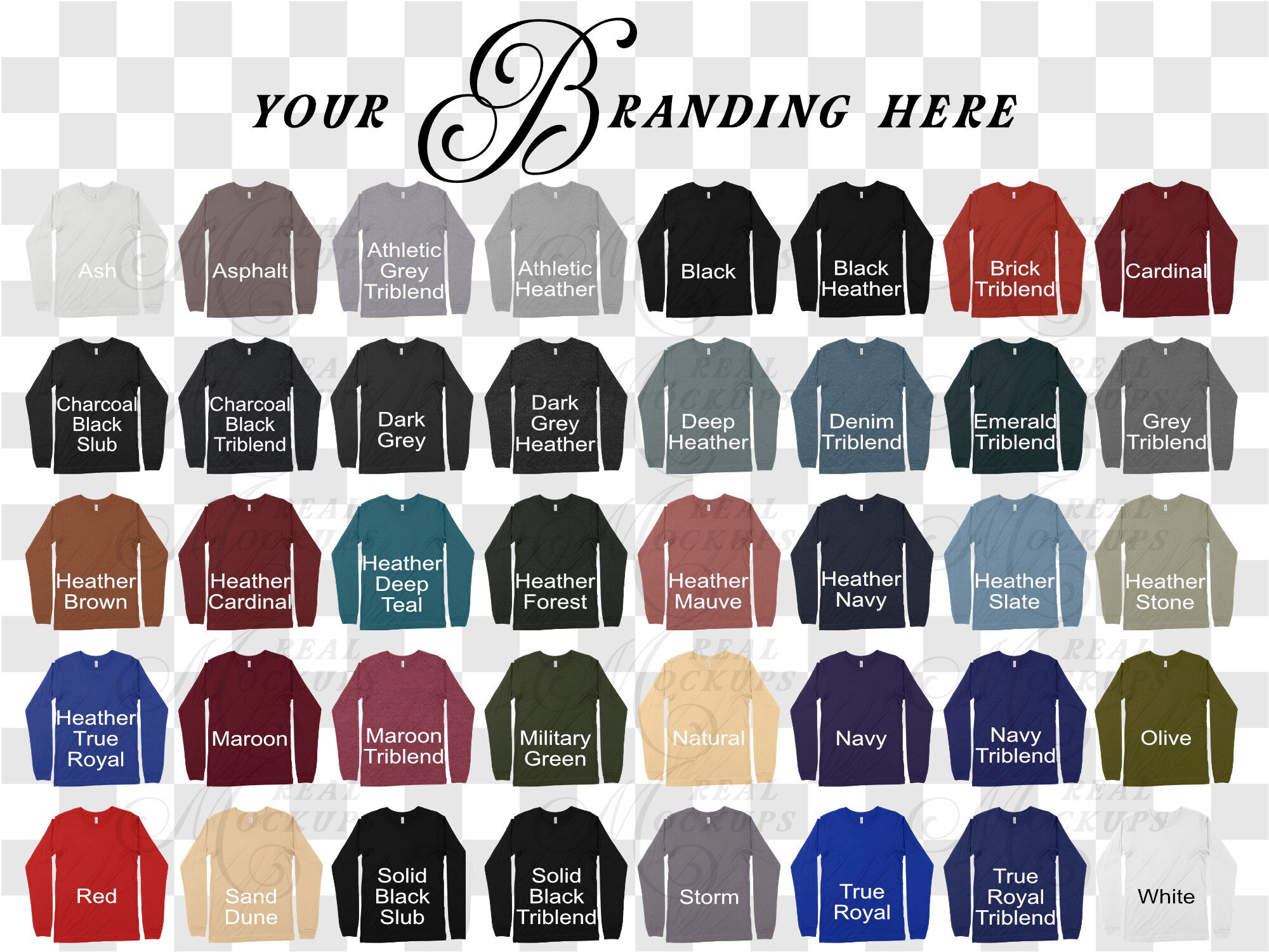 Bella Canvas 3501 Color Chart | Unisex Long Sleeve Color Chart | Best ...