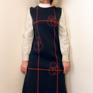 RARE 60s Mod Style Mini Dress / Geometric Pattern / Shift Dress / Mock ...