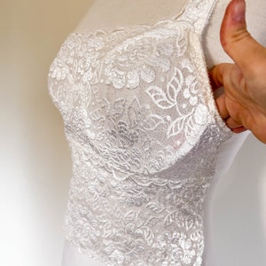 Vintage Lacy White Slip Nightgown / OLGA / Underwire Cups / Sheer Lace ...