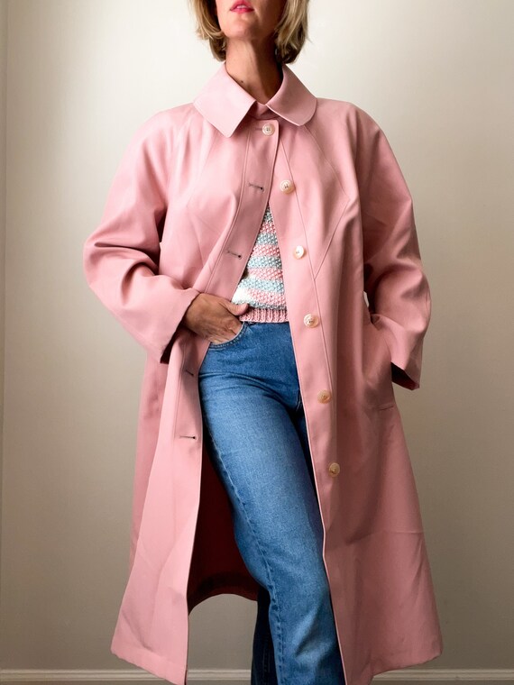 VINTAGE 1960's Mod SMUG Trench Coat Coral Peach Pink Large - munimoro ...