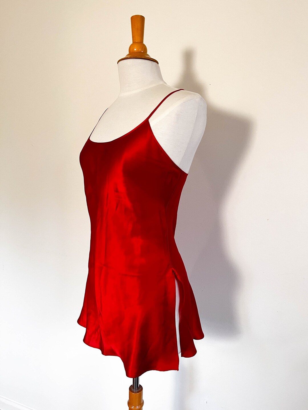 Vintage Sexy Red 100% Silk Slip Dress / Magic Silk / Cherry Red / Bias ...