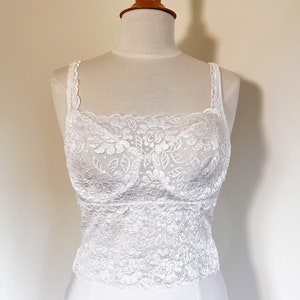 Vintage Lacy White Slip Nightgown / OLGA / Underwire Cups / Sheer Lace ...