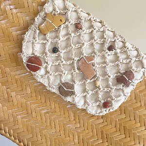 60s Vintage Pandan Straw Clutch / Phillipino / Wooden Beads and Rope ...