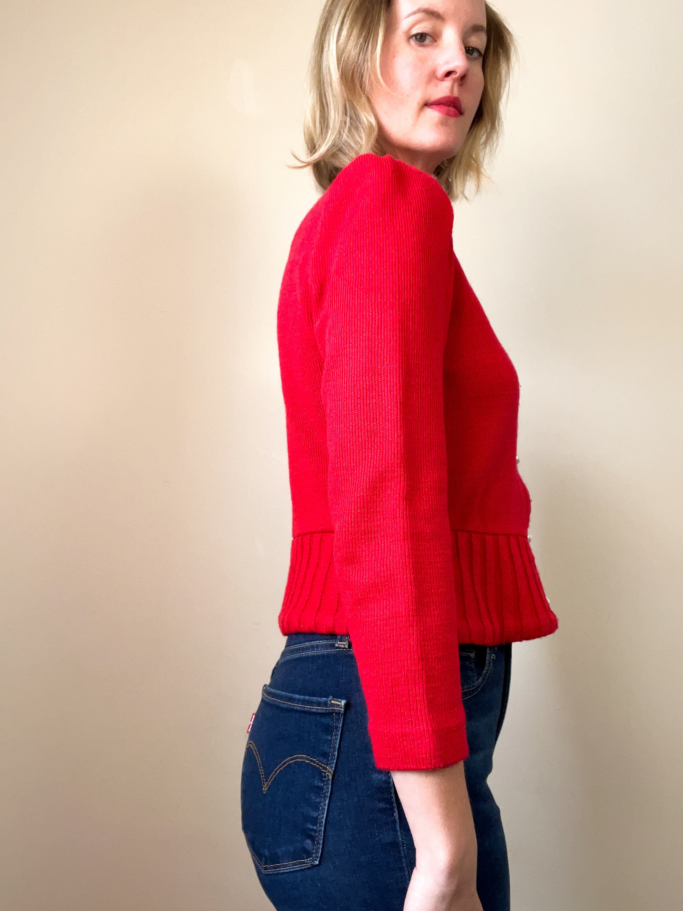 70s Vintage Red Peplum Cardigan / Leslie Fay / Red Knit - Etsy