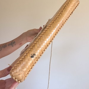 60s Vintage Pandan Straw Clutch / Phillipino / Wooden Beads and Rope ...