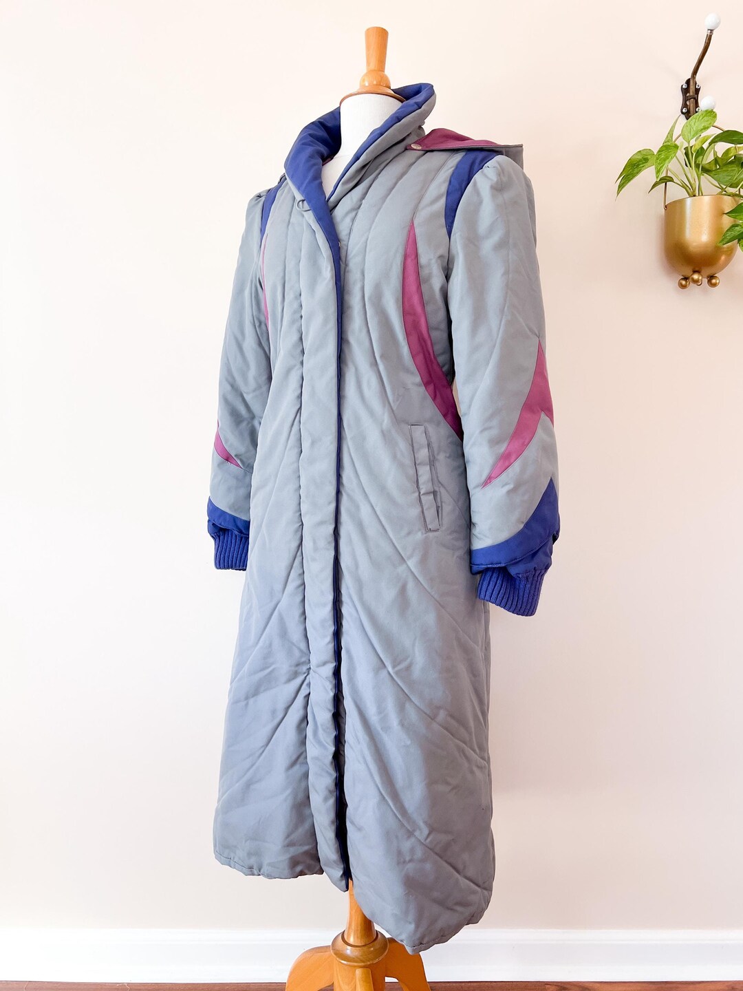80s Vintage Quilted Puffer Coat / Mulberry Street / Grey Periwinkle ...