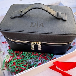 Laser Engraved Genuine Leather Large Travel Carry Cosmetic Case ...