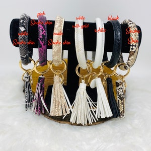 Wristlet Keychain / Personalized Key Ring Bangle /leather Bangle ...
