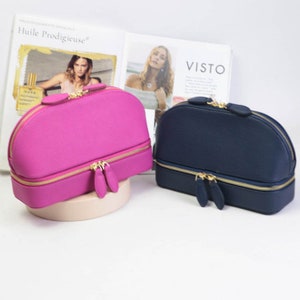 Personalized Black Vegan Leather Vanity Case: Monogram Travel Makeup ...