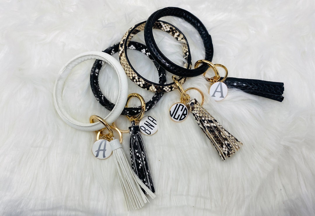 Wristlet Keychain / Personalized Key Ring Bangle /leather Bangle ...