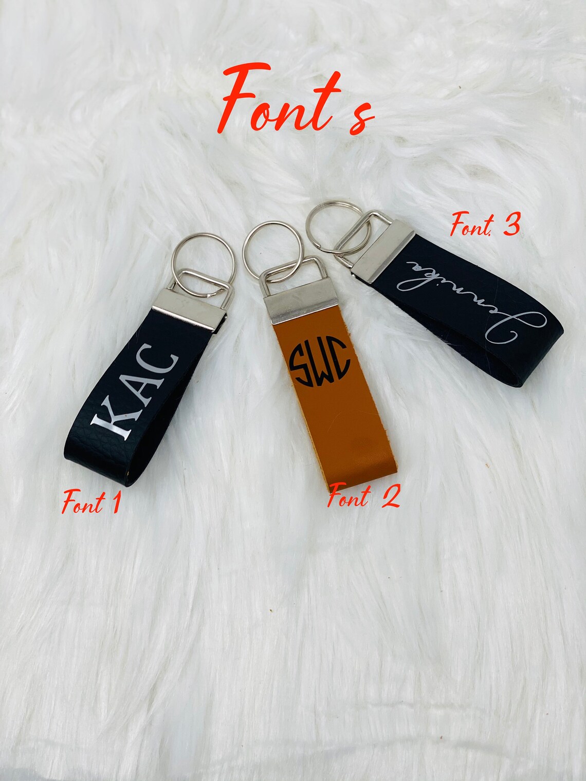 Monogrammed Keychain, Custom Leather Keyring Key Fob,personalized ...