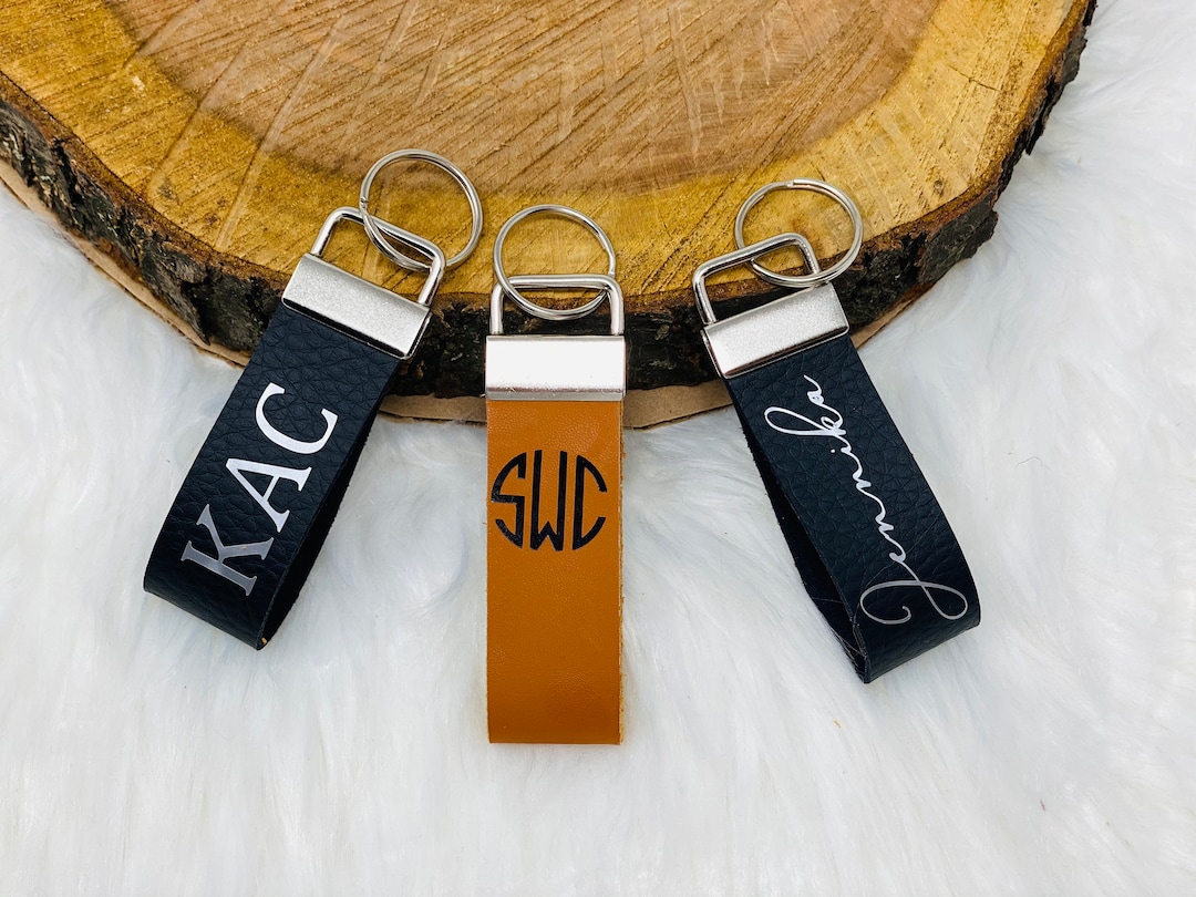 Monogrammed Keychain, Custom Leather Keyring Key Fob,personalized ...