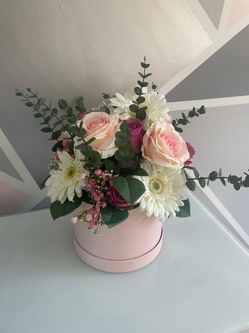 Hat Box Flower Arrangement Artificial Flower Arrangement | Etsy