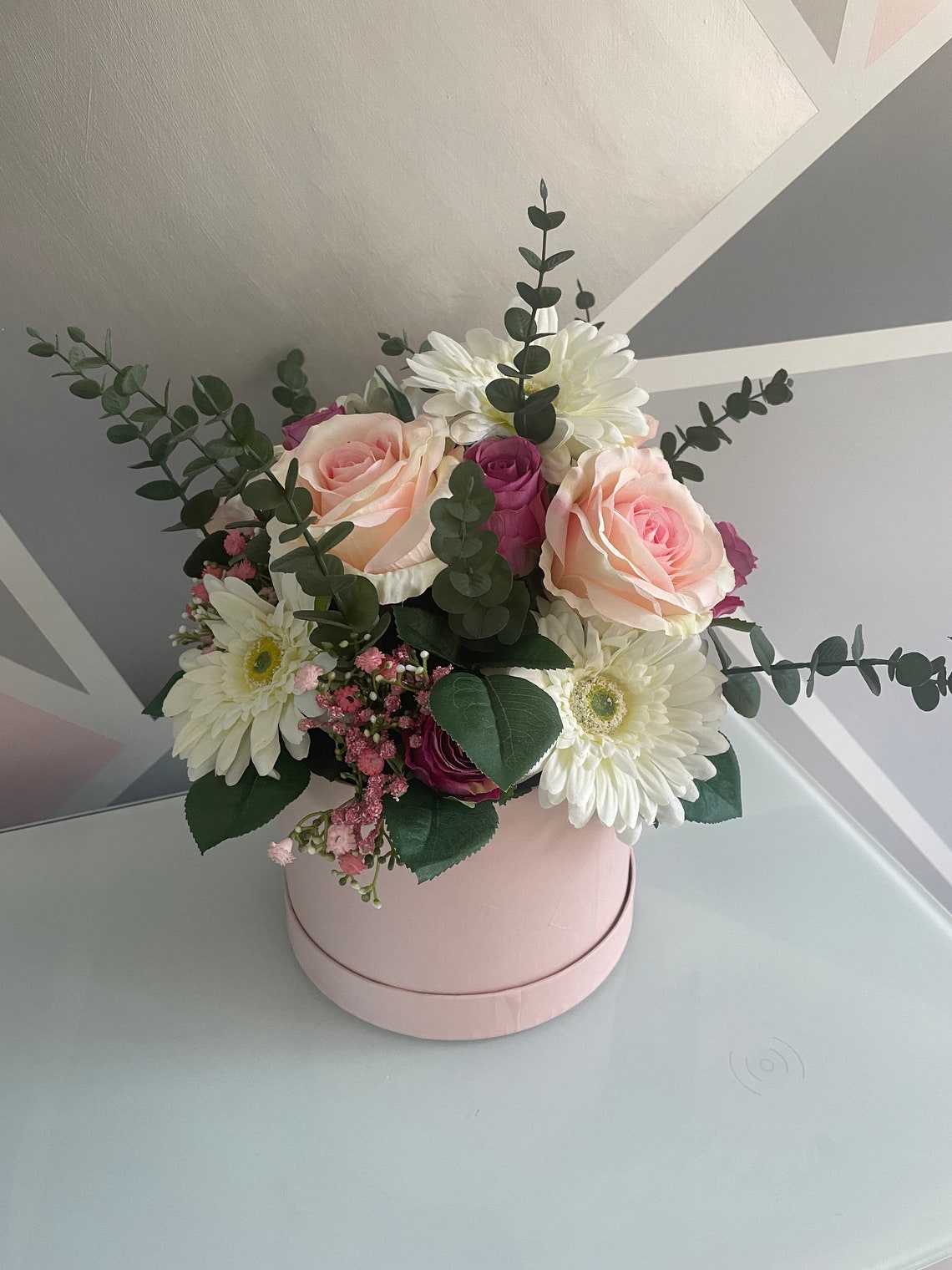 Hat Box Flower Arrangement Artificial Flower Arrangement - Etsy