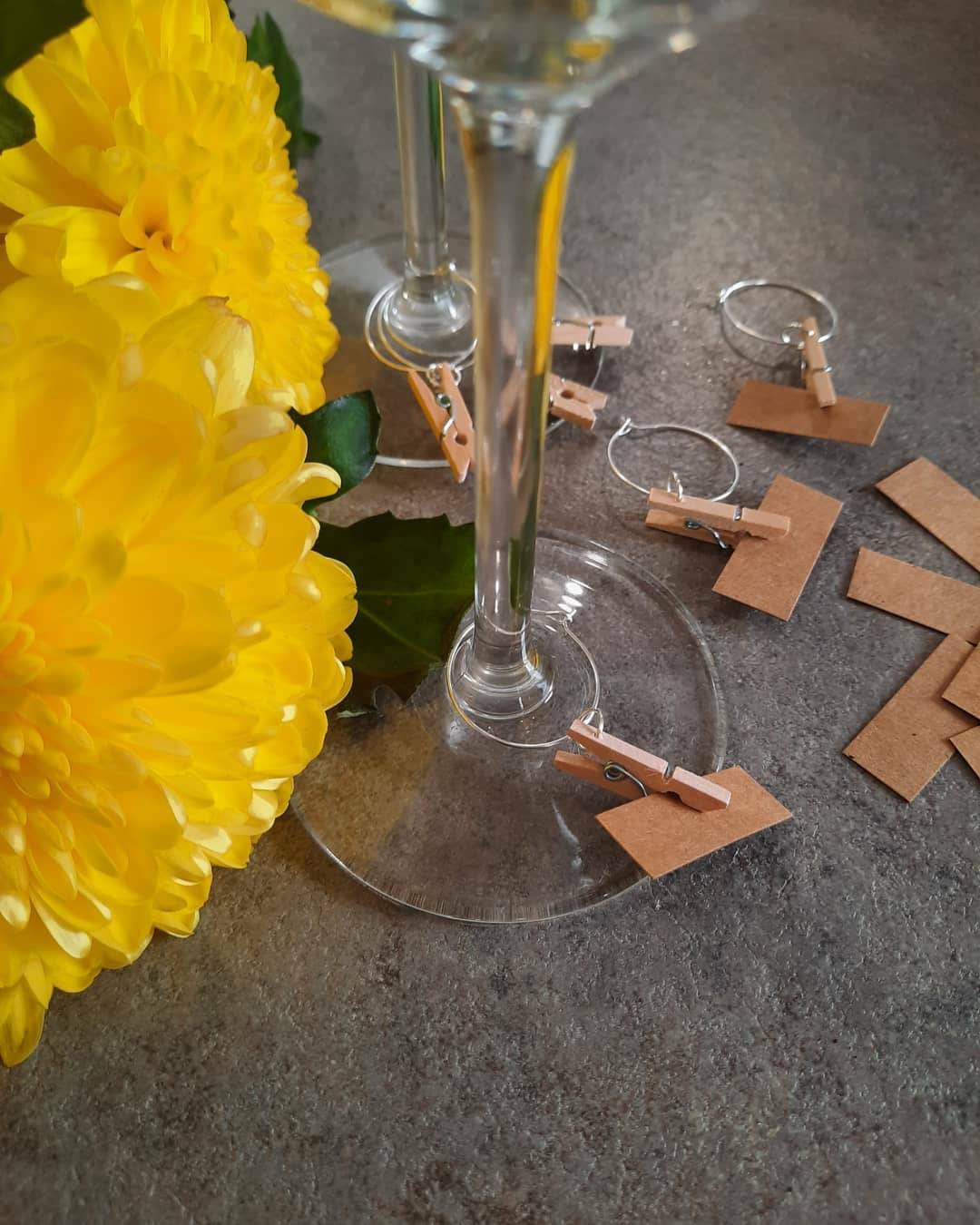 Wooden Pegs Wine Glass Charms, Cocktail Glass Markers, Decorated With ...