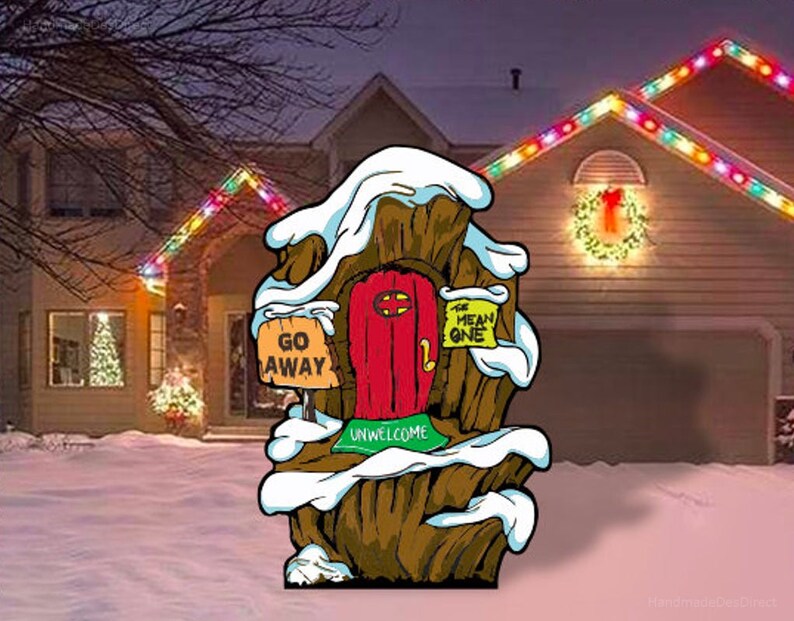 Outdoor Christmas Decor Christmas Yard Art GRINCH LAIR | Etsy