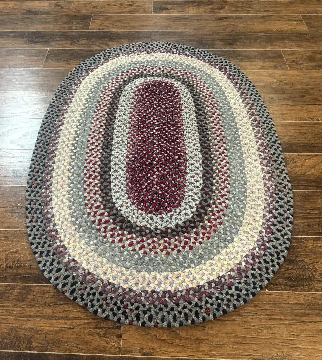 American Braided Rug 3x5, Multicolor, Vintage Mid Century Oval Braided ...