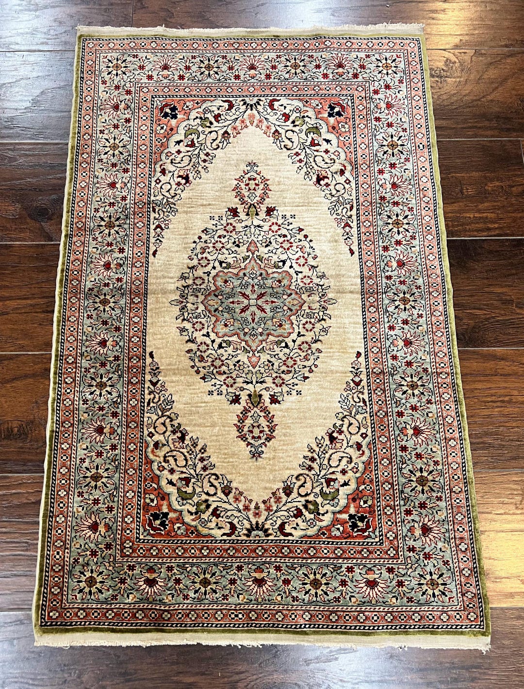 Silk Turkish Kayseri Rug 2x3, Very Finely Hand Knotted, Semi Open Field ...