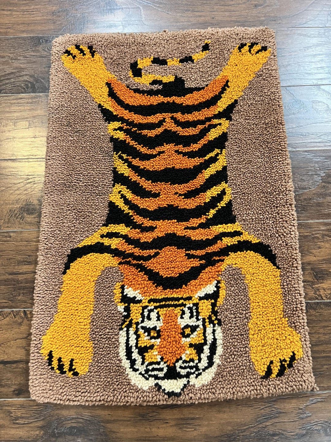 Small Hooked Rug 2x3, Tibetan Tiger Design, Wool, Unique Hooked Rug ...