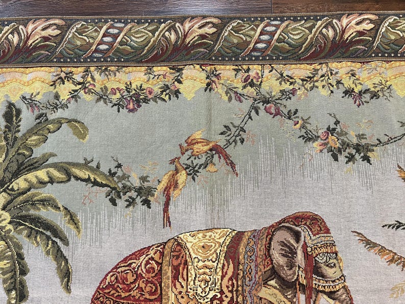 Vintage Tapestry 4 X 5.6, Adorned Elephant Pictorial - Etsy