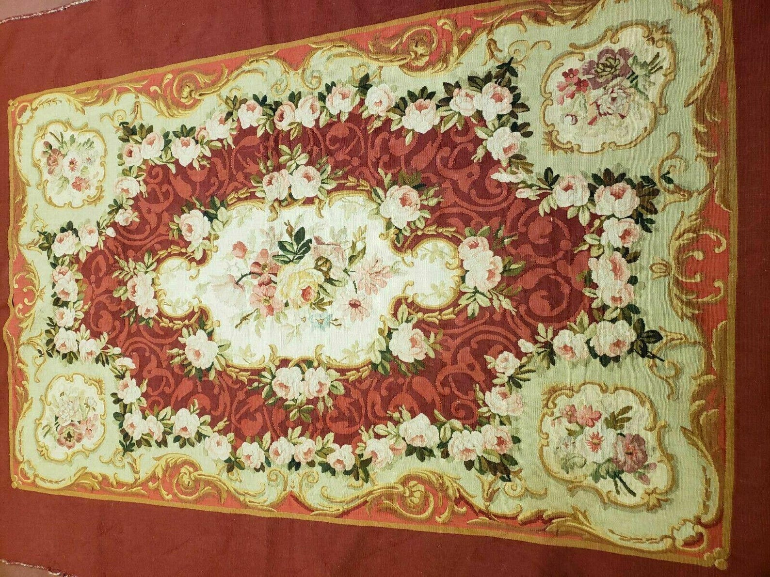 3' X 5' Antique Handmade French Aubusson Weave Savonnerie Needlepoint ...