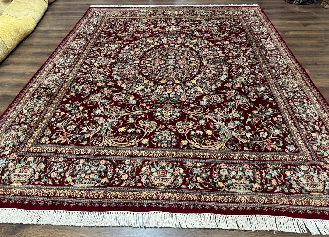 Burgundy Persian Rug 8x10, Pak Persian Floral Carpet, Very Fine 300 ...