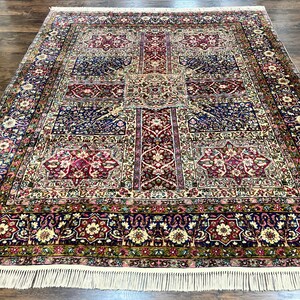 Persian Kirman Lavar Rug 8x9, Antique Persian Carpet, Colorful ...