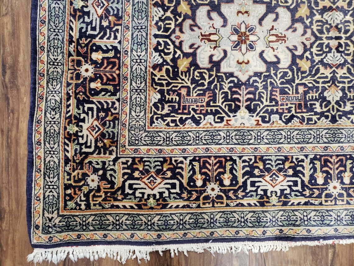 Persian Rug 5x7 Midnight Blue Wool Hand-Knotted Area Rug | Etsy