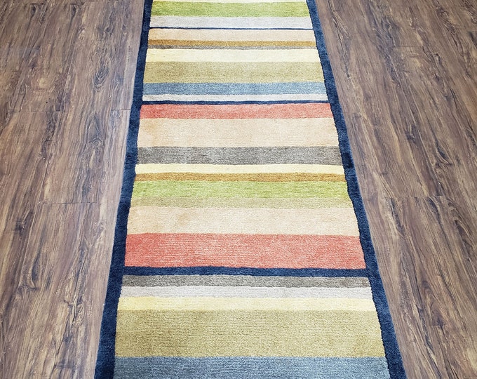 Colorful Tibetan Runner Rug, 2'7 X 11' 9, Striped Runner, Soft Wool ...