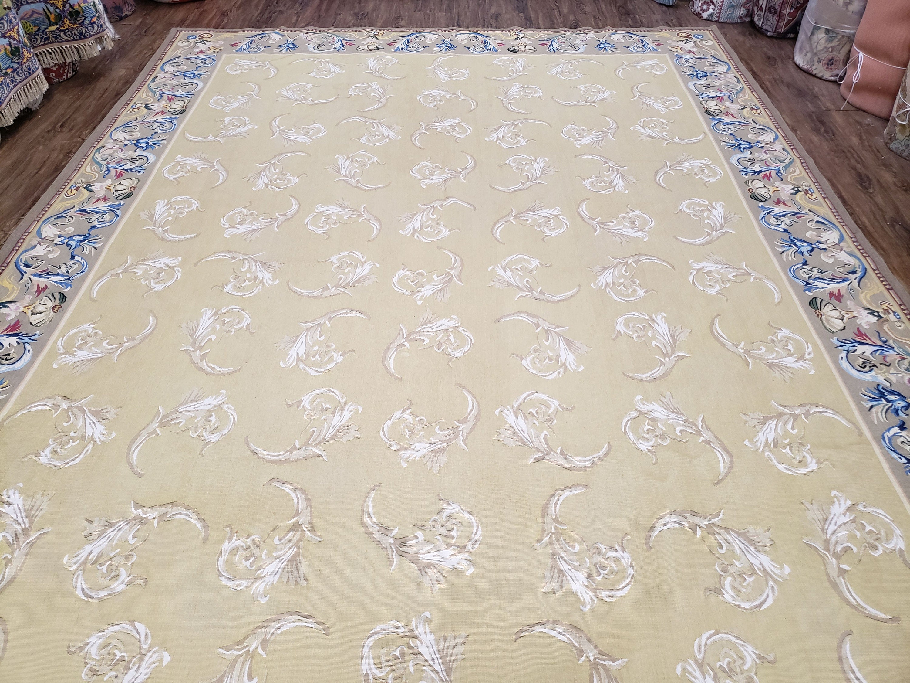 Vintage Aubusson Flatweave Area Rug 9x12 Aubusson Weave | Etsy