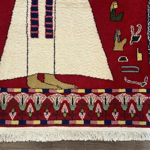 Egyptian Pictorial Rug 3x4, Hieroglyphic Pictorial Rug, Egyptian Prince ...