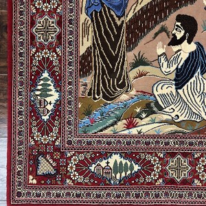 Persian Pictorial Rug 3x5, Rare Christian Rug, Jesus on Cross, Hand ...