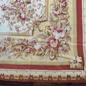 Aubusson Rug 9x12, Elegant Flatweave Savonnerie Carpet 9 X 12 Ft, Ivory ...