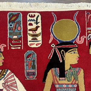 Egyptian Pictorial Rug 3x4, Hieroglyphic Pictorial Rug, Egyptian Prince ...