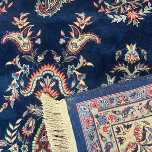 Sino Persian Kerman Rug 10x14, Blue and Beige, Floral Medallion, Fine ...