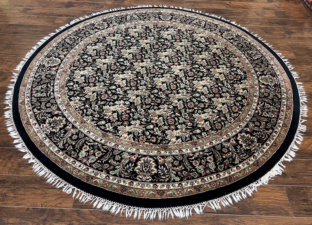 Round Oriental Rug 8x8 Ft, William Morris Floral Pattern Carpet, 8 X 8 ...