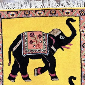 Unique Indian Pictorial Rug 2x3, Small Wool Hand Knotted Oriental ...