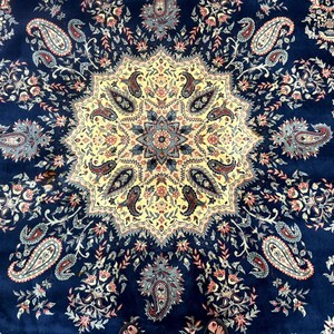 Sino Persian Kerman Rug 10x14, Blue and Beige, Floral Medallion, Fine ...